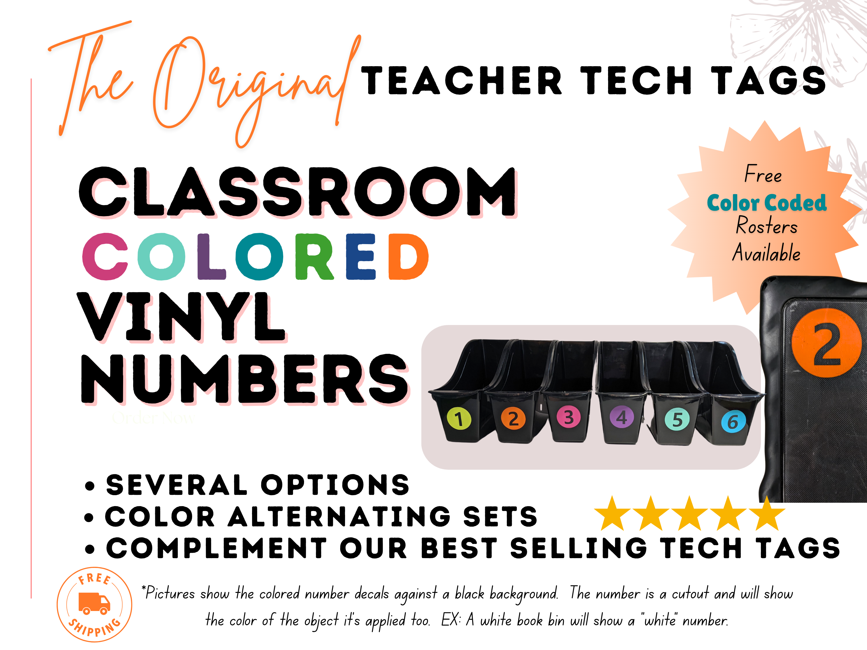 Colorful vinyl number decals for classroom cubbies and organization mu ...